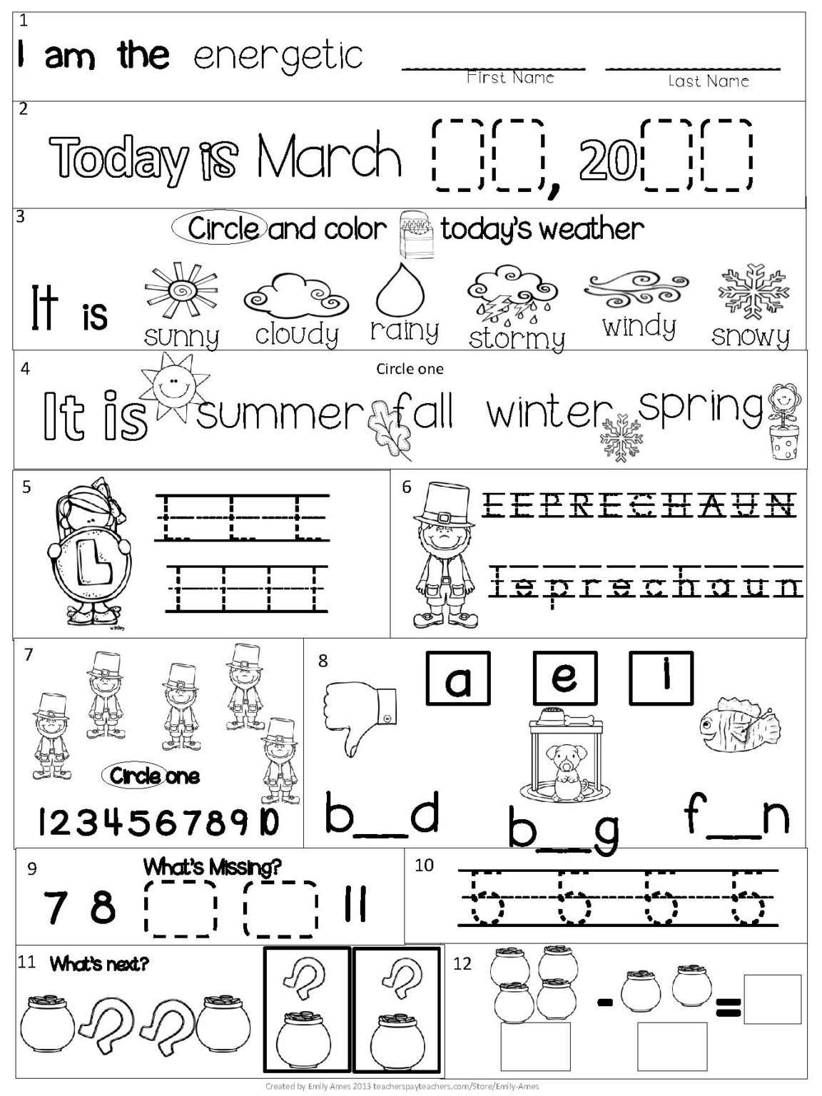 Morning Work Kindergarten Packet For March Common Core Preschool morning-work-kindergarten-packet-for-march-common-core-preschool
